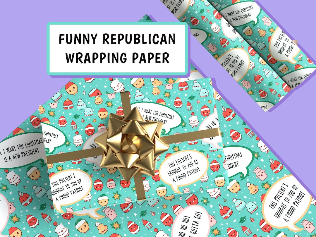 Republican Jokes Wrapping Paper Funny Patriot Political Christmas Paper ...