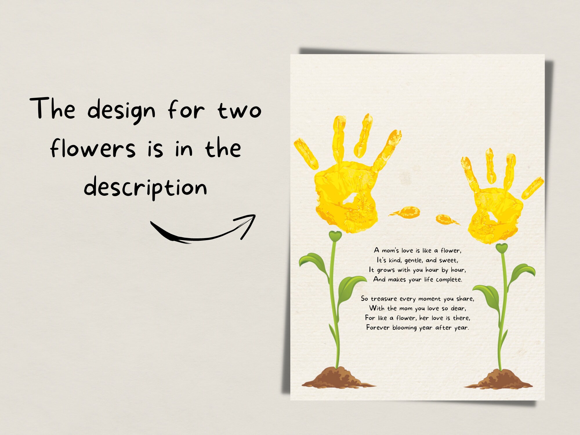 Flower Handprint Art Kit With Poem, Handprint Printable Gift for Mom ...