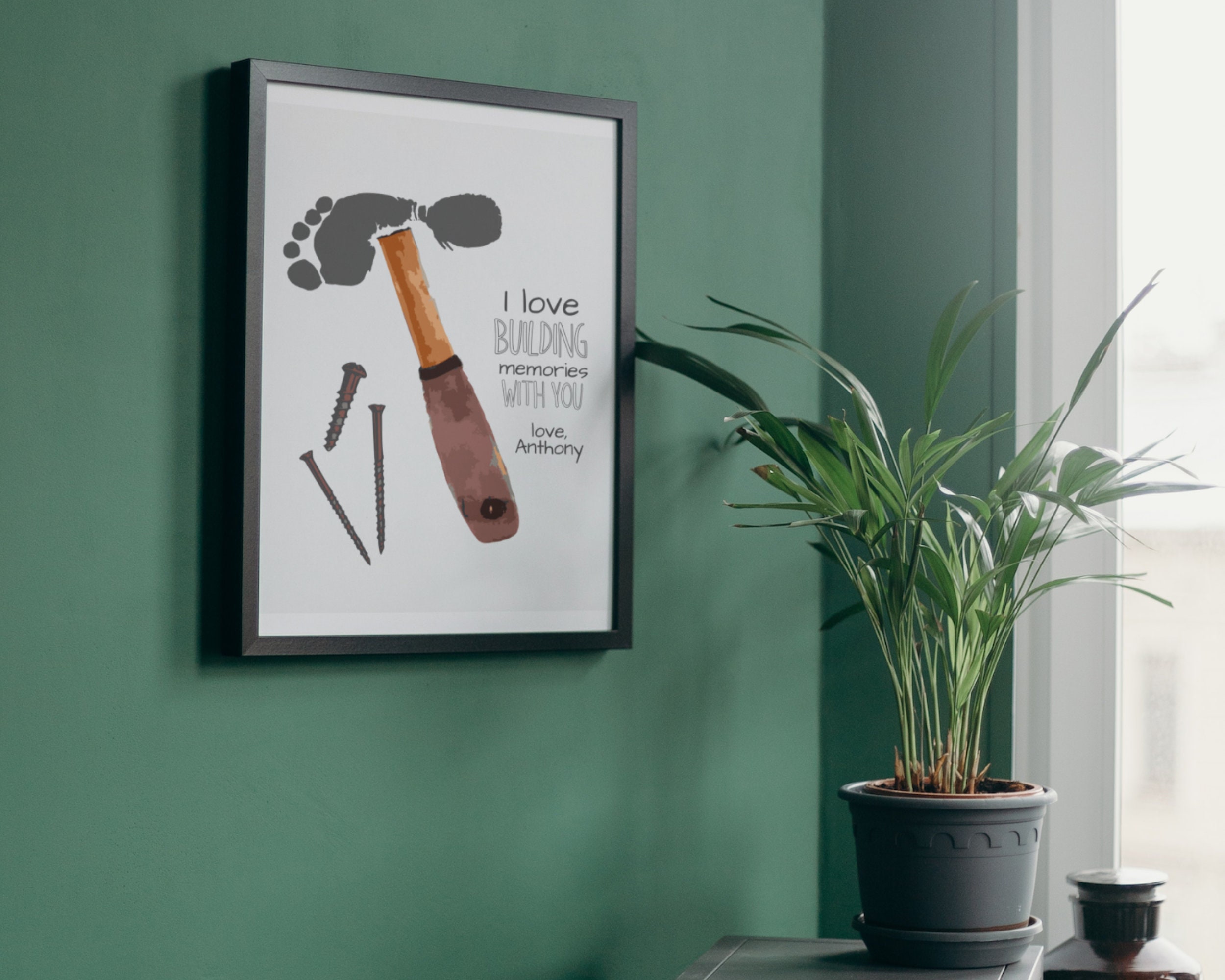 Footprint Art for Fathers Day, Printable Fathers Day Gift, Fathers Day ...