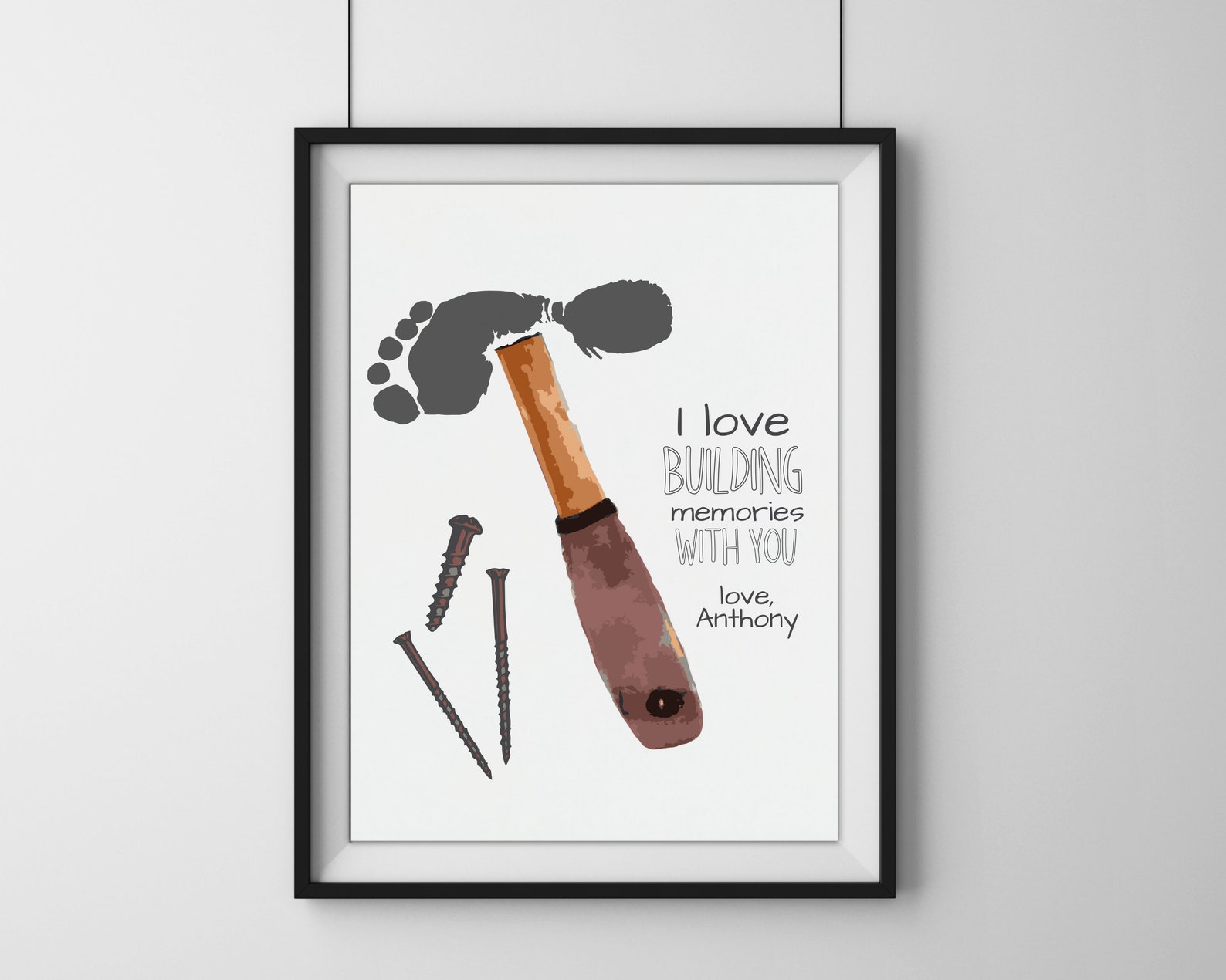 Footprint Art for Fathers Day, Printable Fathers Day Gift, Fathers Day ...