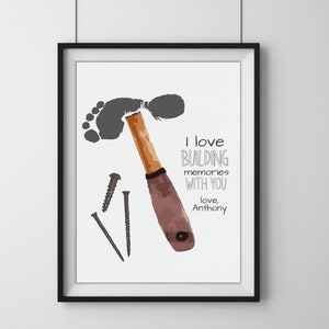 Footprint Art for Fathers Day, Printable Fathers Day Gift, Fathers Day ...