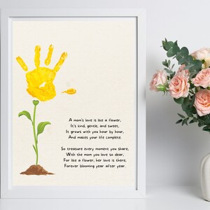 Flower Handprint Art Kit With Poem, Handprint Printable Gift for Mom ...