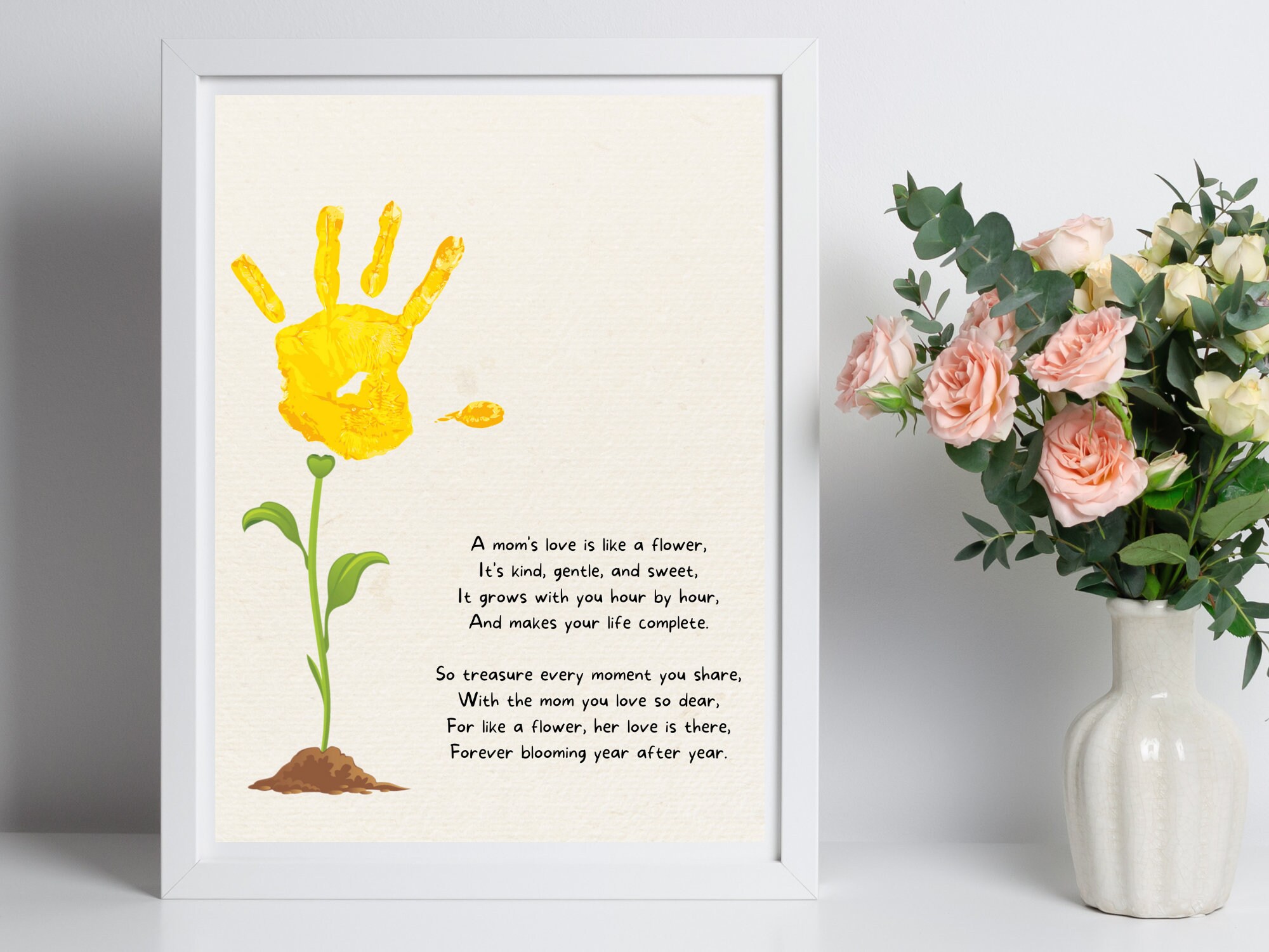 Flower Handprint Art Kit With Poem, Handprint Printable Gift for Mom ...