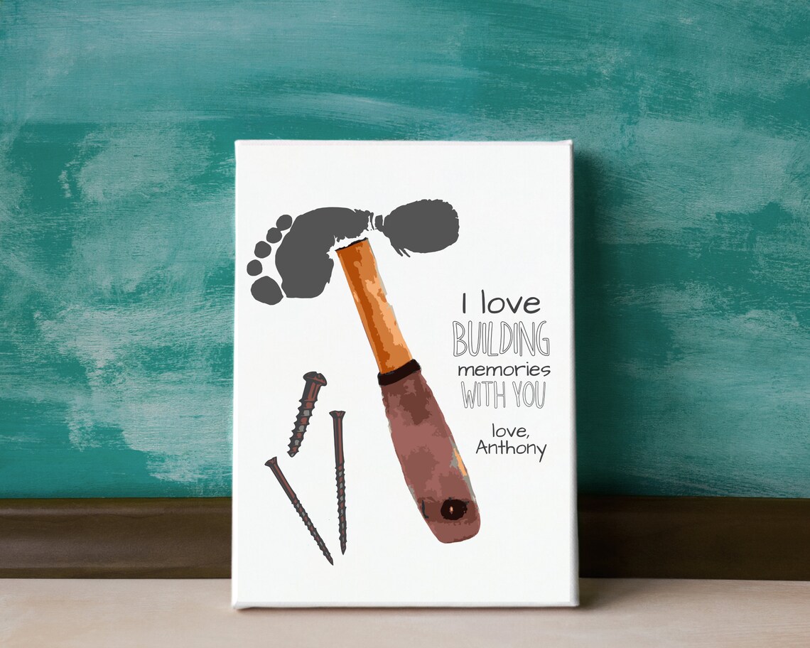 Footprint Art for Fathers Day, Printable Fathers Day Gift, Fathers Day ...