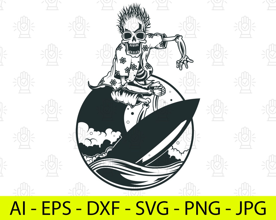 Surfing Skull SVG Skull Vector, Skull Cricut, Skull Cut Files, Skull ...