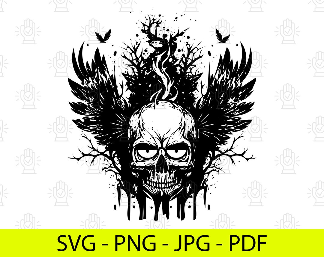 Winged Skull Svg, Skull Svg, Winged Svg, Digital Design, Skull Png ...