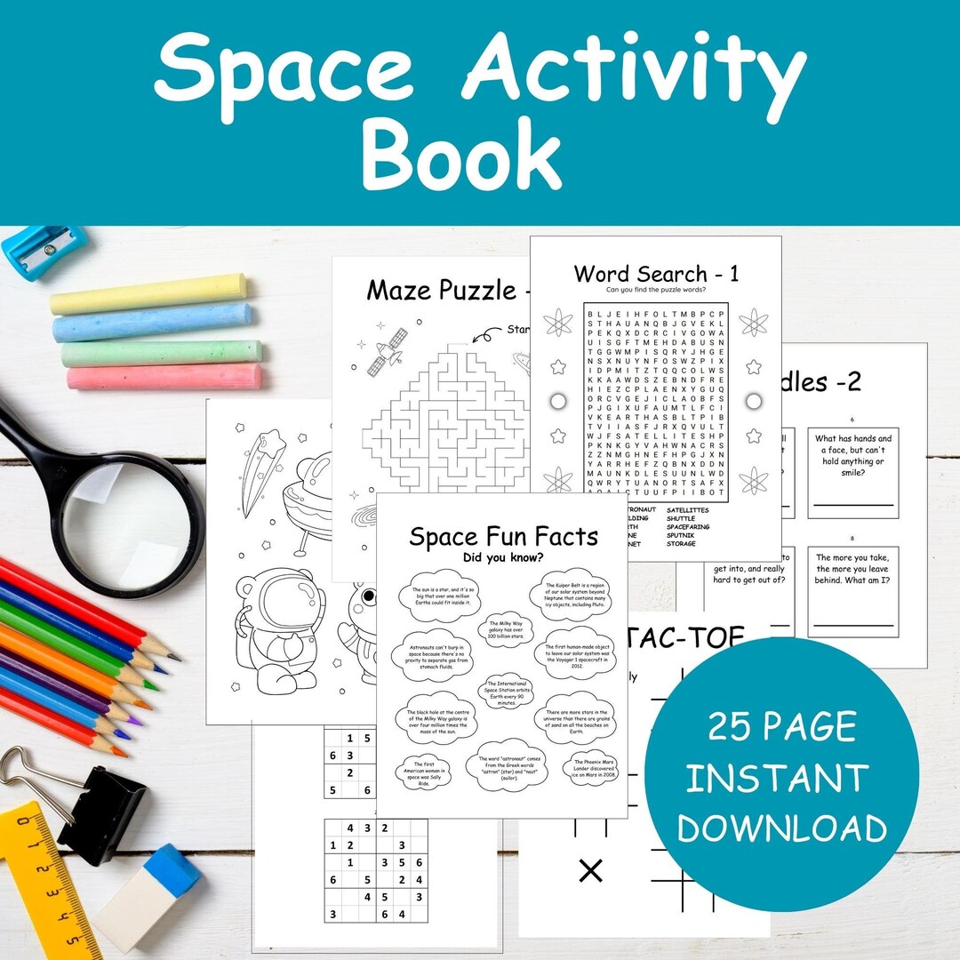 Space Printable Activities Book, Aged 4-8. Word Search - Puzzles ...