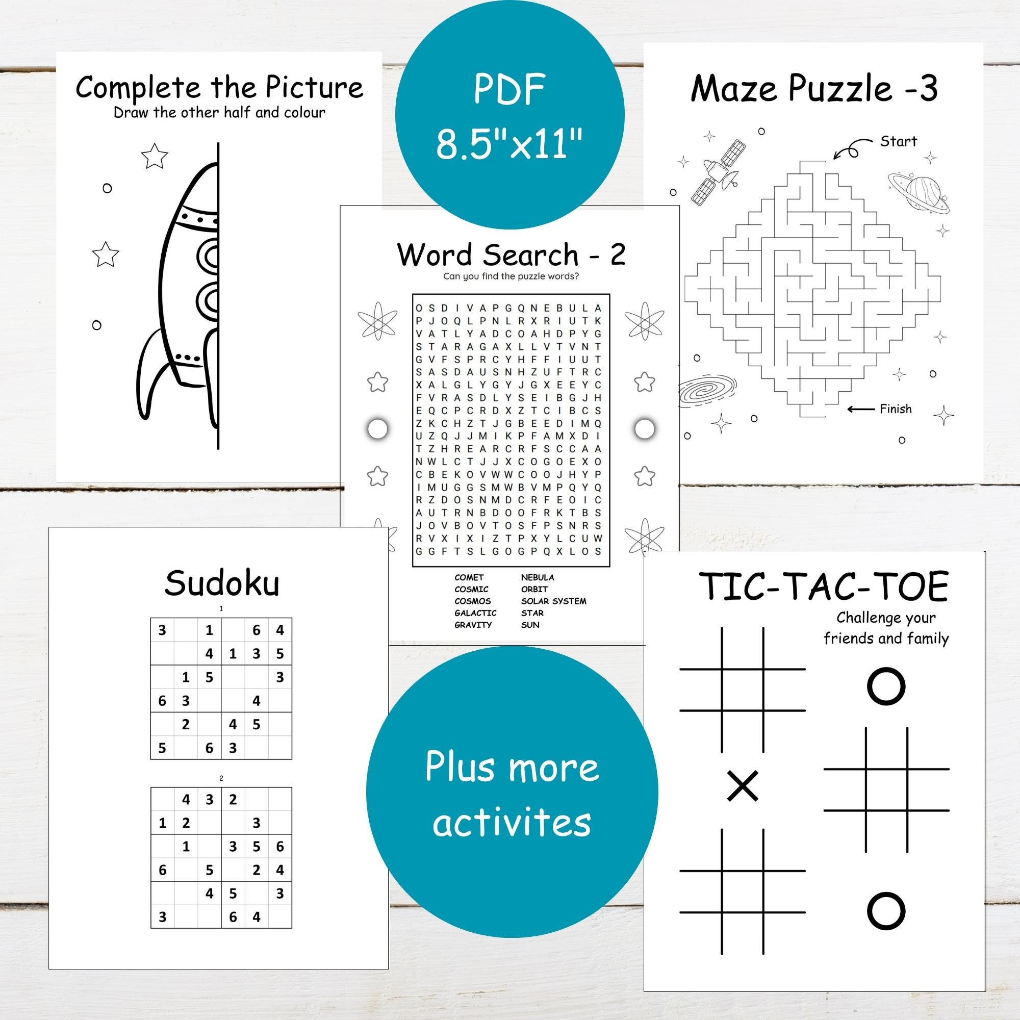 Space Printable Activities Book, Aged 4-8. Word Search Puzzles After ...