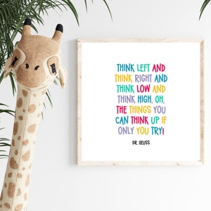 Dr Seuss Wall Art - Think Left and Think Right, Dr Seuss Quotes ...