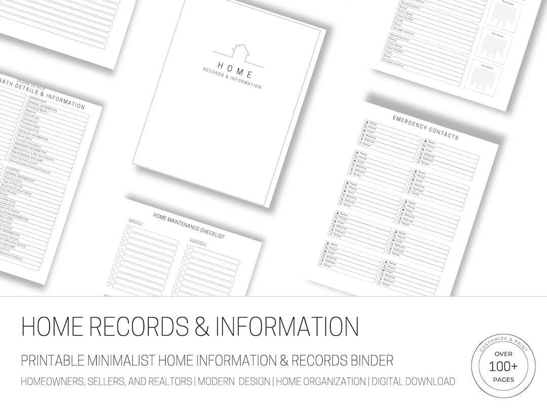 Home Information & Records Bundle - Life Binder, Organization ...