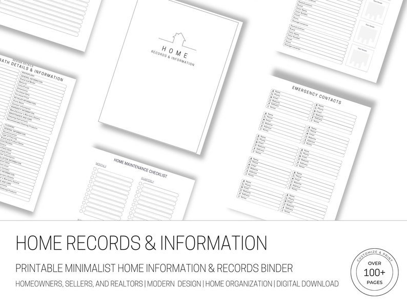 Home Information & Records Bundle - Life Binder, Organization ...