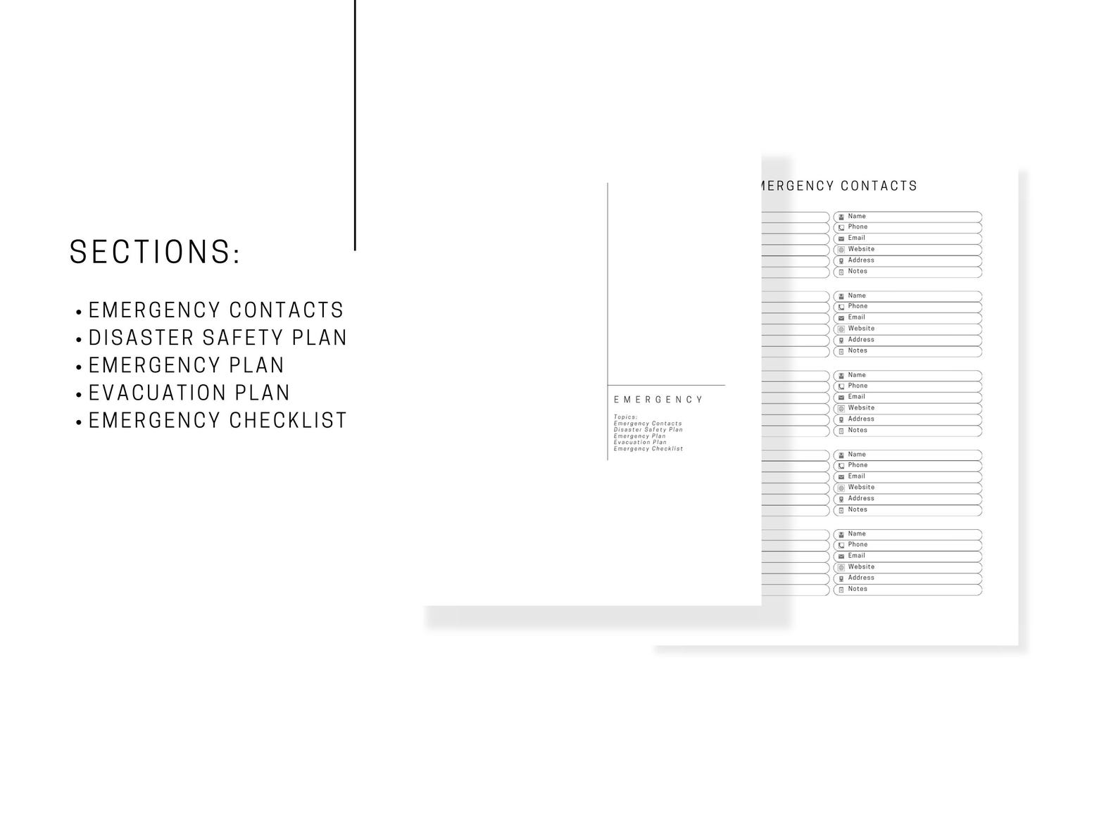 Emergency Plan, Records, and Information Bundle | Printable Template ...