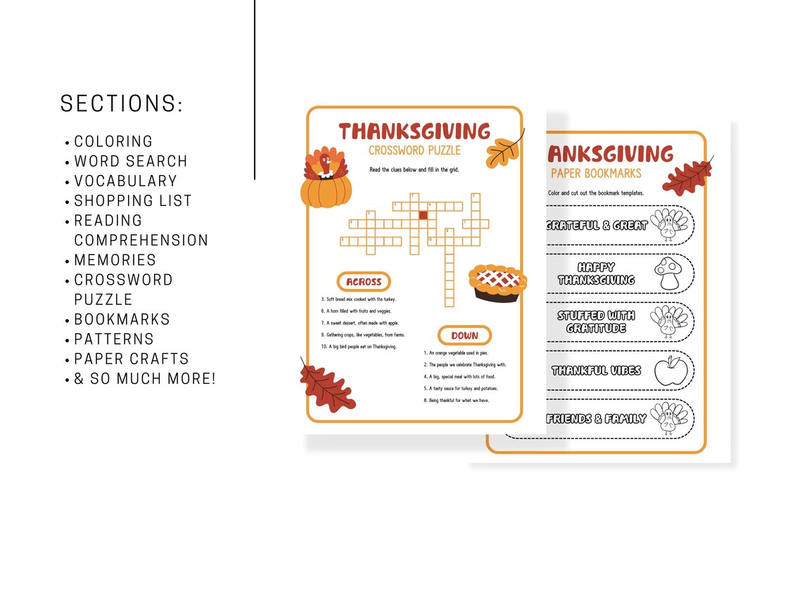 Thanksgiving Kids Activity Book | 30+ Pages of Printable Fun Fall ...