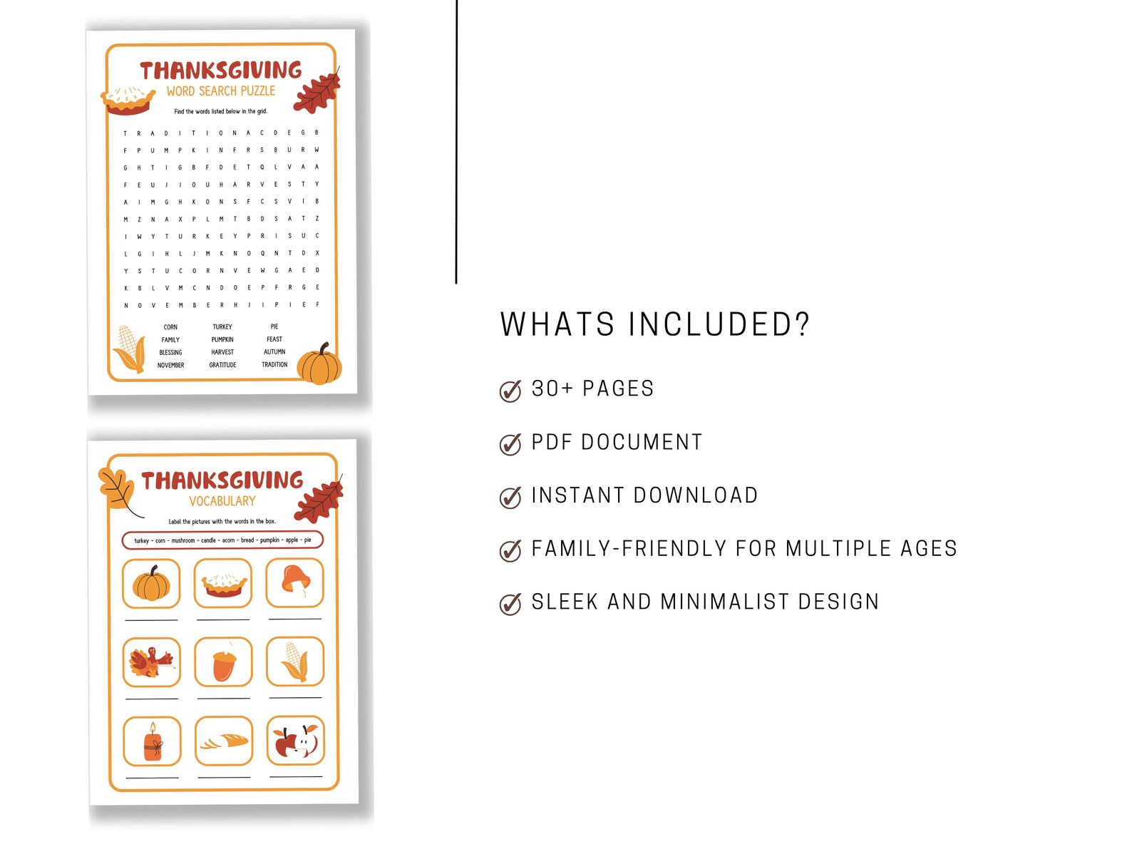 Thanksgiving Kids Activity Book | 30+ Pages of Printable Fun Fall ...