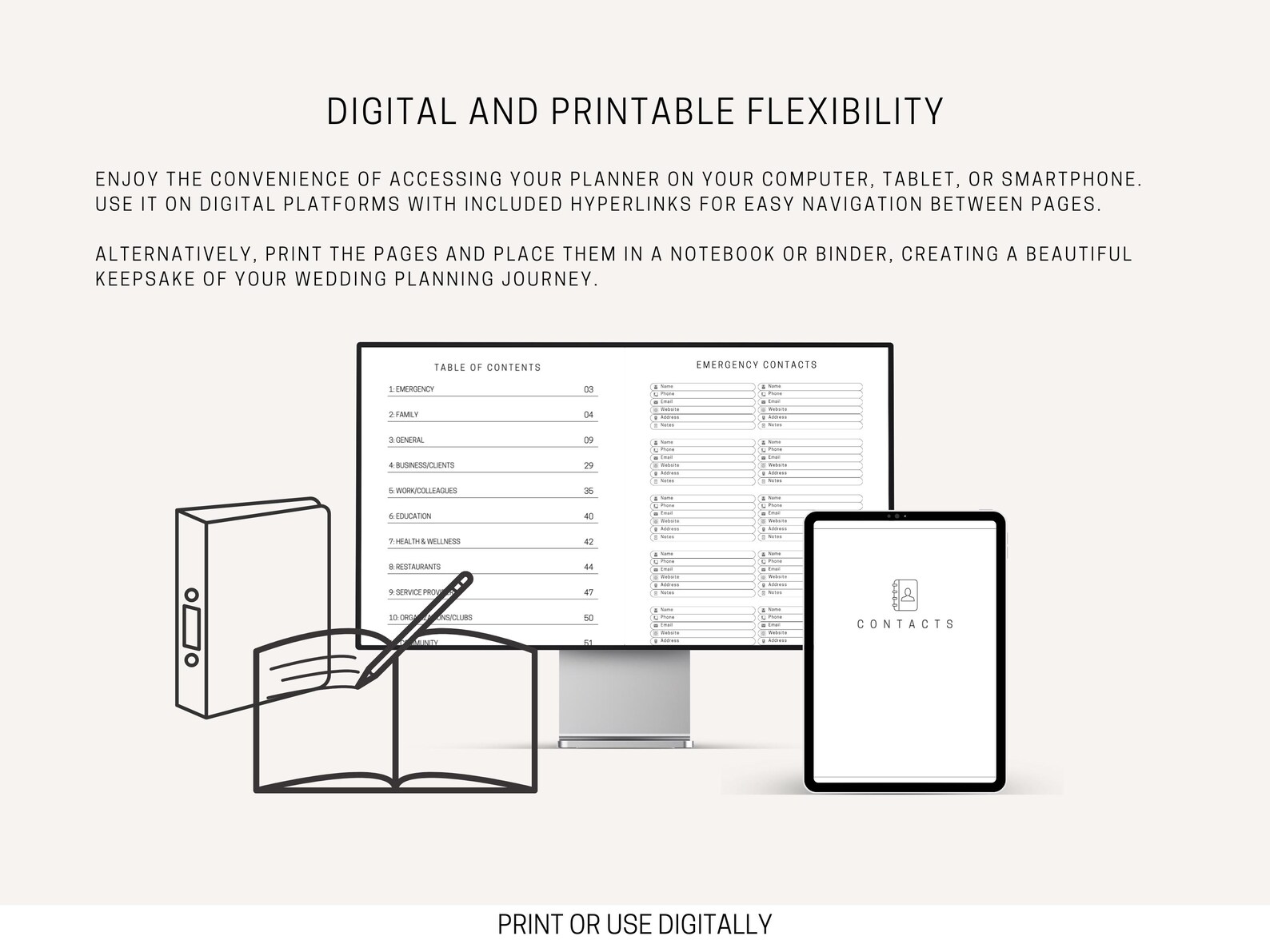 Contacts Organizer | Printable & Editable Canva Template | Contact ...