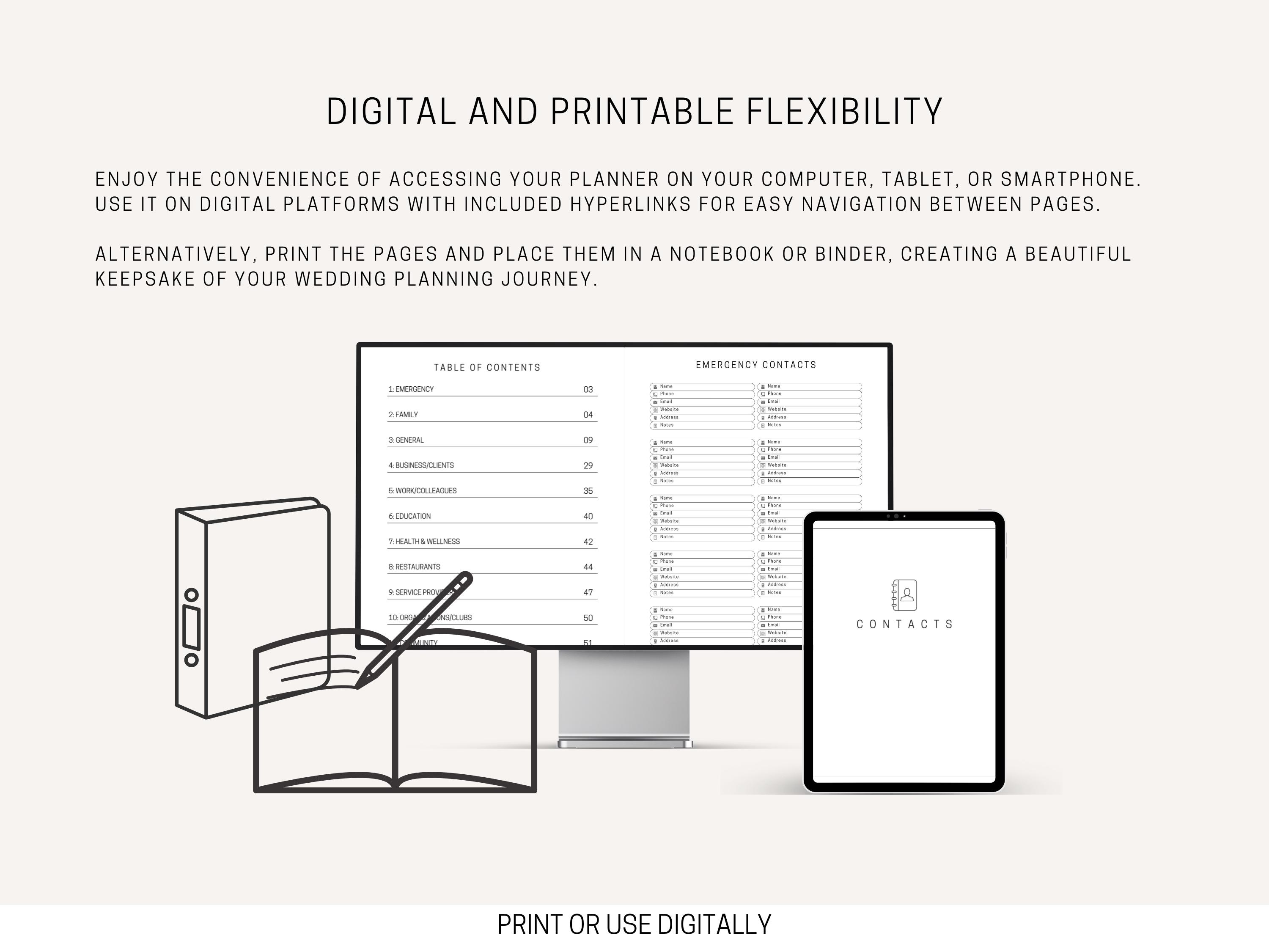 Contacts Organizer | Printable & Editable Canva Template | Contact ...