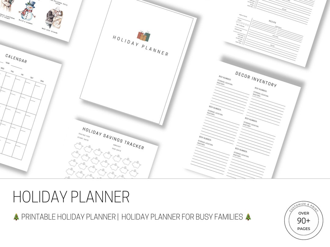 Printable Holiday Planner | Festive Holiday, Christmas & Thanksgiving ...