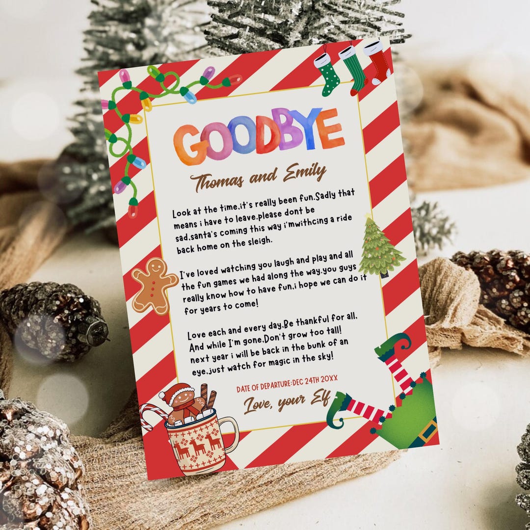 Editable Elf Goodbye Letter Departure Letter Christmas Farewell From ...