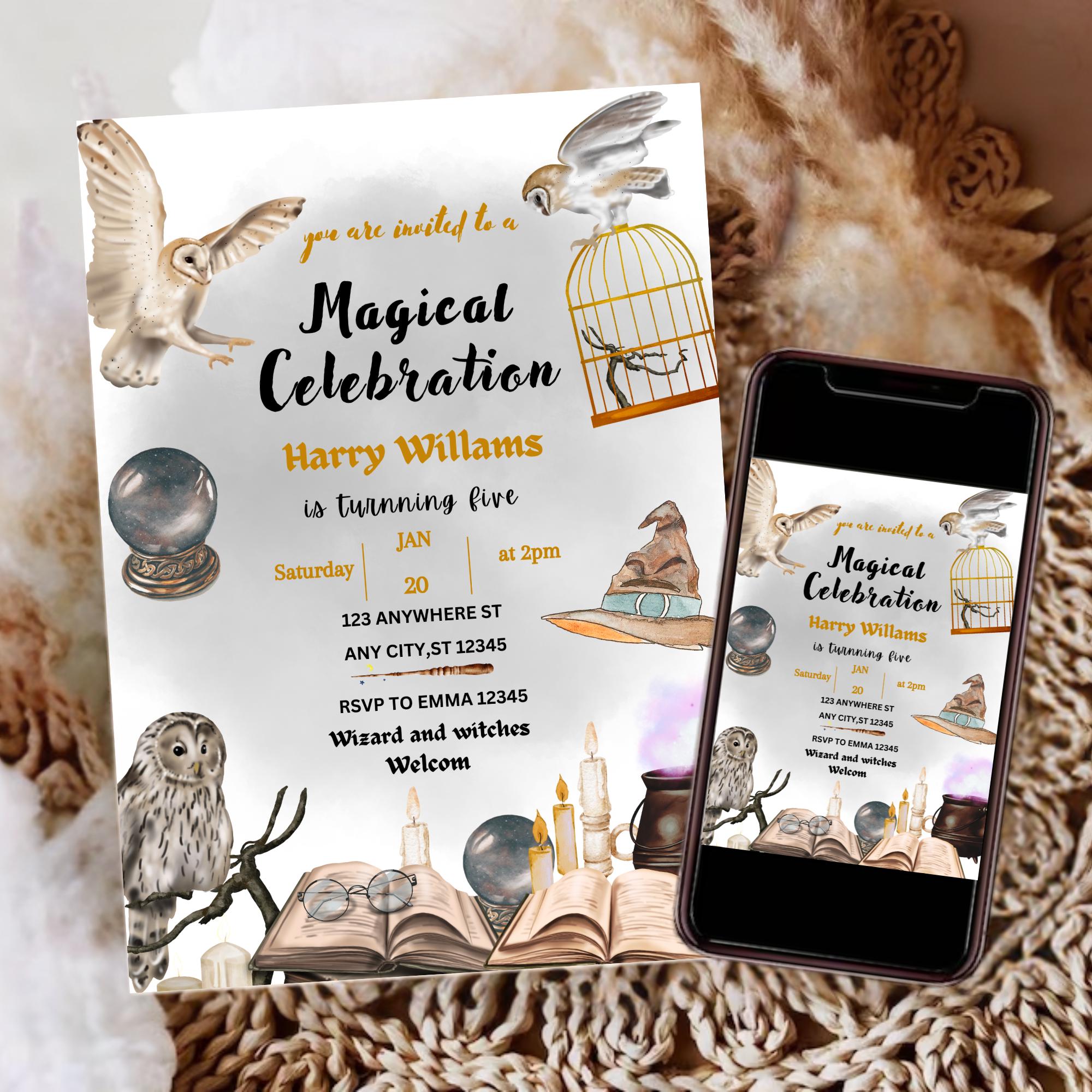 Editable Magical Wizard Birthday Party Invitation, Magical Birthday ...