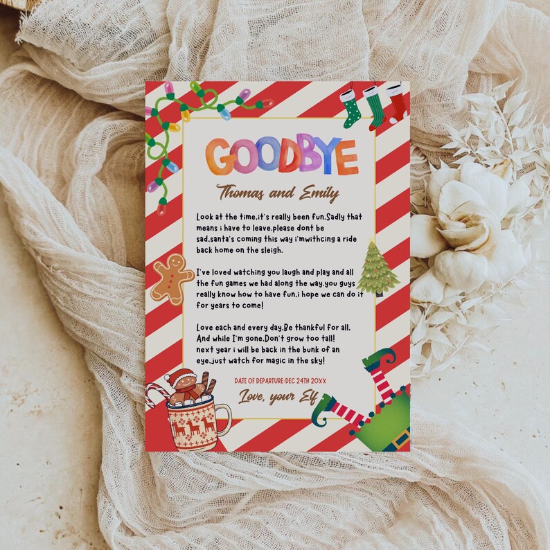 Editable Elf Goodbye Letter Departure Letter Christmas Farewell From ...