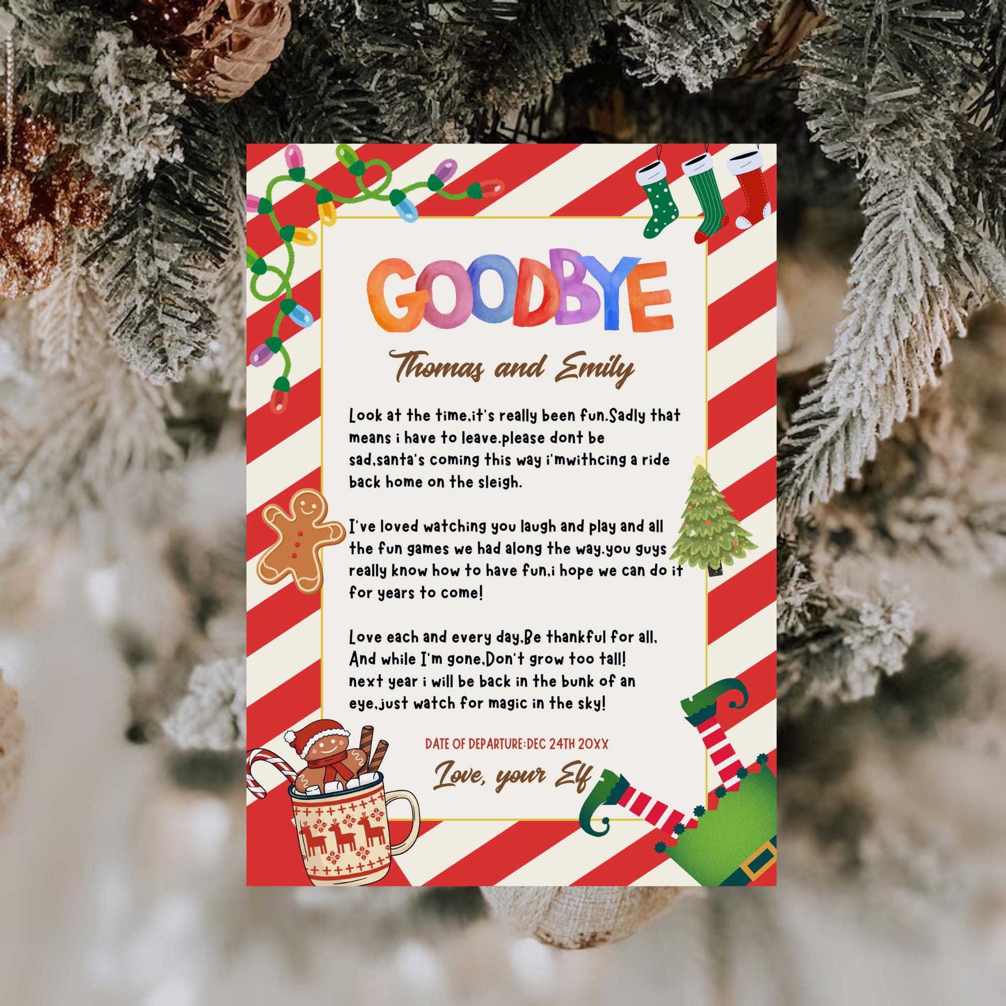 Editable Elf Goodbye Letter Departure Letter Christmas Farewell From ...