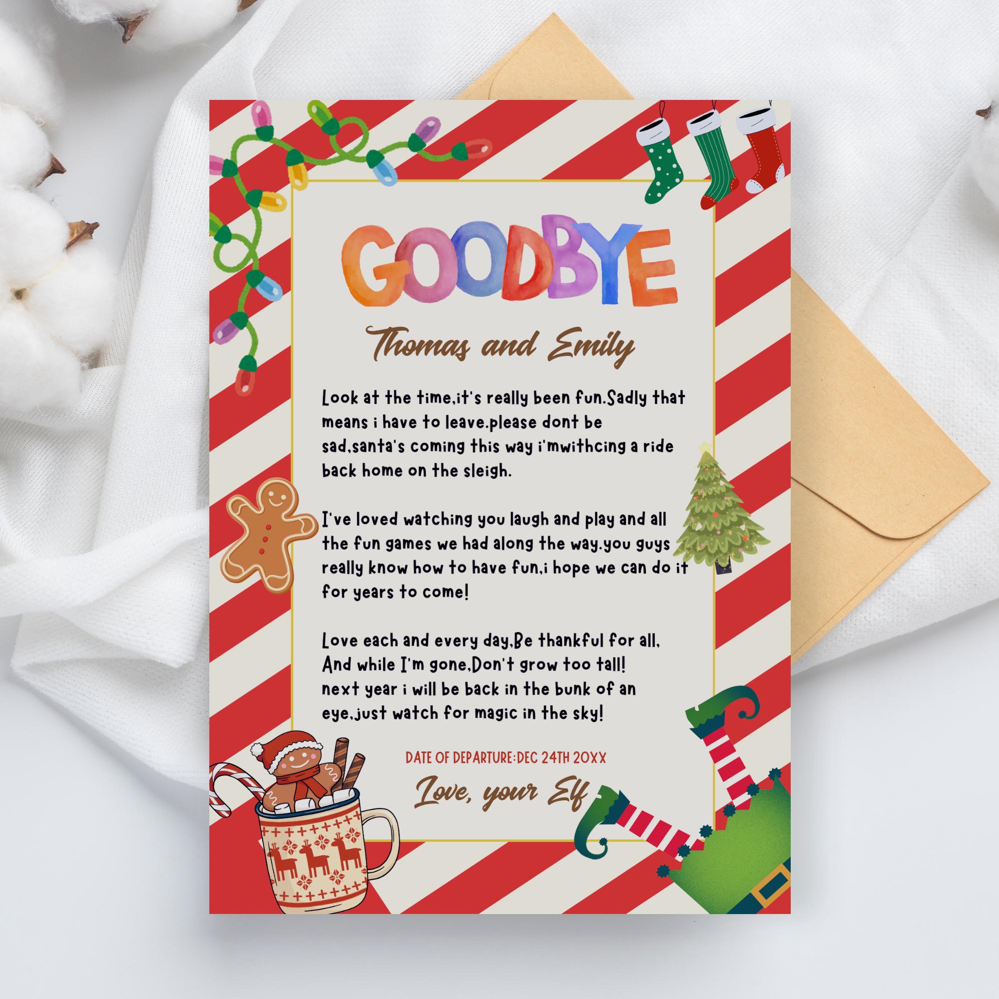Editable Elf Goodbye Letter Departure Letter Christmas Farewell From ...