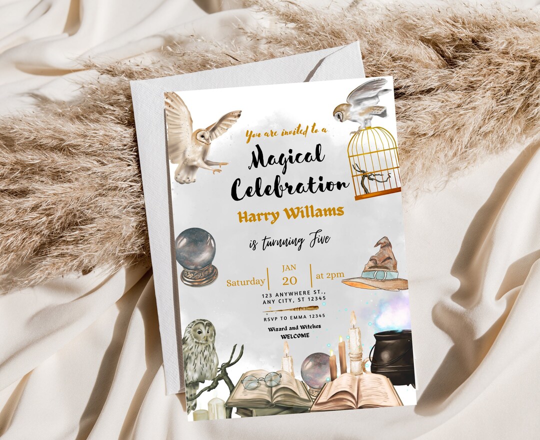 Editable Magical Wizard Birthday Party Invitation, Magical Birthday ...