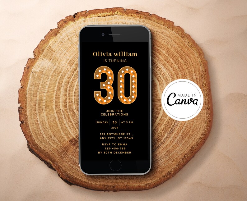 30th Thirty Birthday Invite Evite E-invite Invitation - Etsy UK