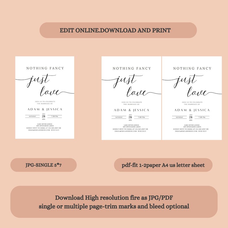 Nothing Fancy Just Love Invitation, Elopement Reception Invite ...