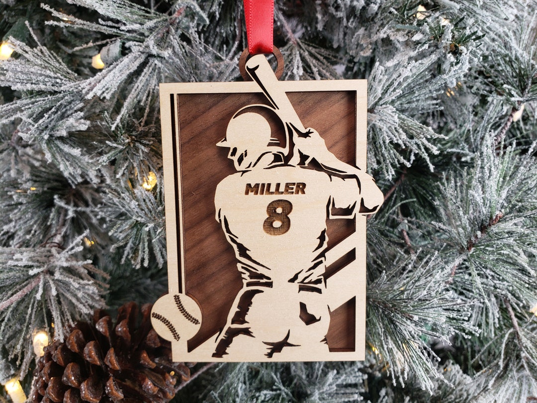 Baseball Boys Batter Personalized Custom Wood Ornament, Sports Ornament ...