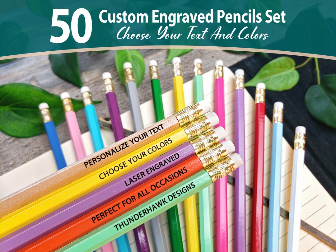 50 Personalized Pencils Custom Bulk Engraved, Create Own Color Mix ...