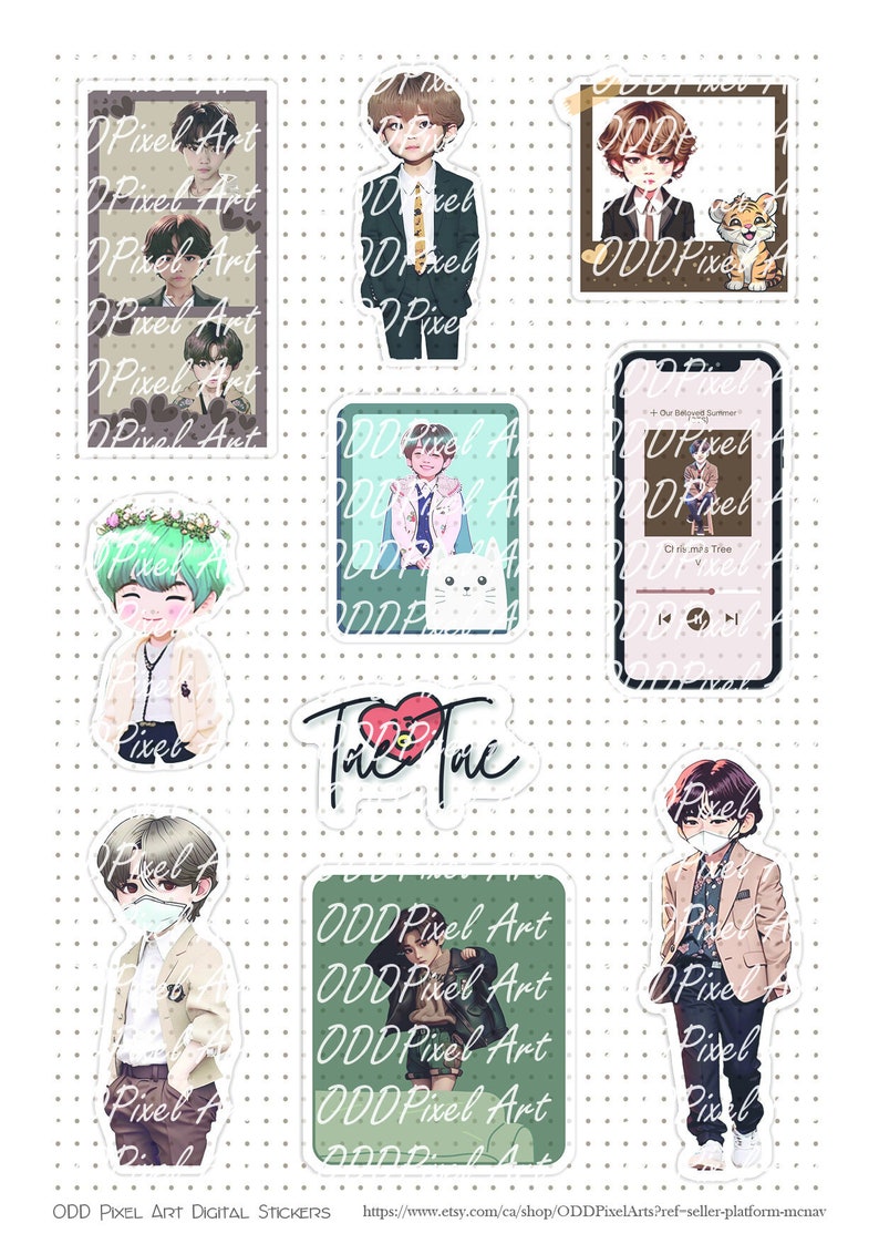 BTS Digital Sticker Bundle PNG Instant Download - Etsy
