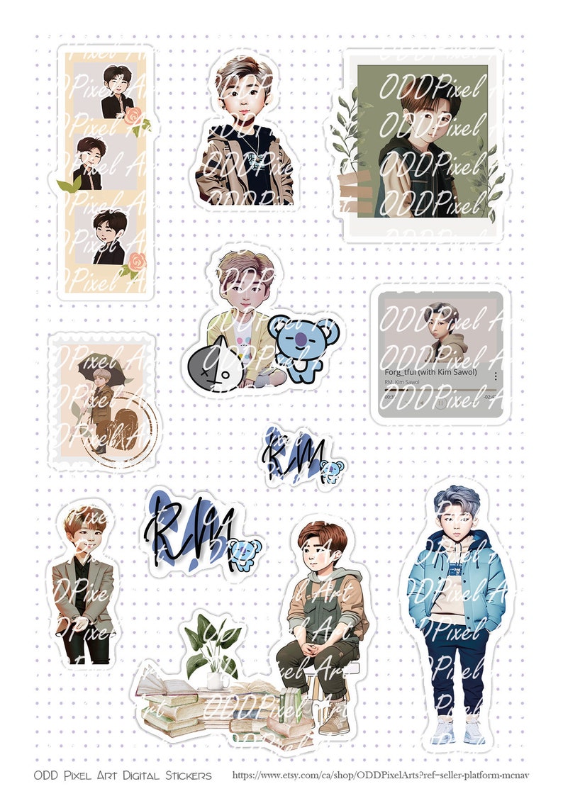 BTS Digital Sticker Bundle PNG Instant Download - Etsy