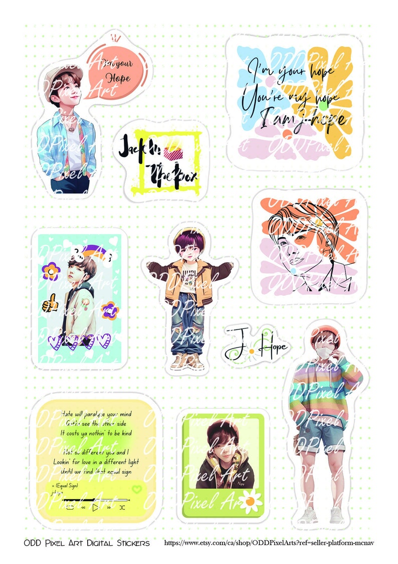 BTS Digital Sticker Bundle PNG Instant Download - Etsy