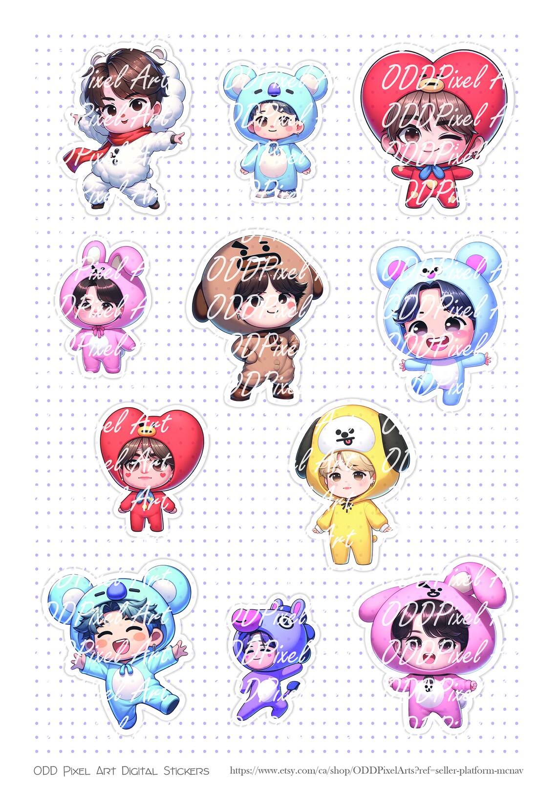 Instant Download: BTS Inspired Sticker Set in JPG/PNG - Army's Digital ...