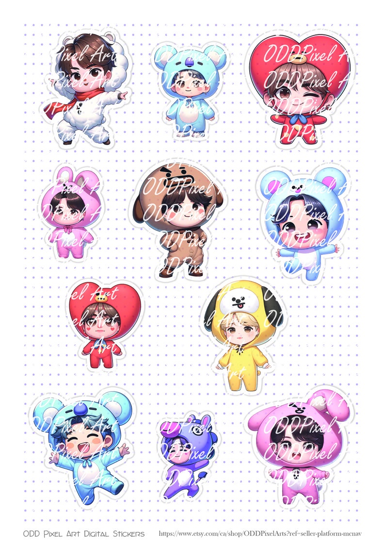 Instant Download: BTS Inspired Sticker Set in JPG/PNG - Army's Digital ...