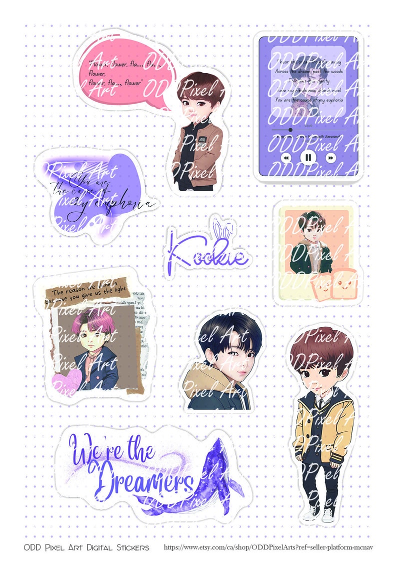 BTS Digital Sticker Bundle PNG Instant Download - Etsy
