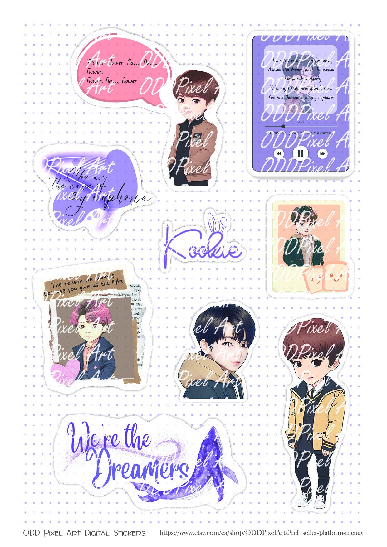 BTS Digital Sticker Bundle PNG Instant Download - Etsy
