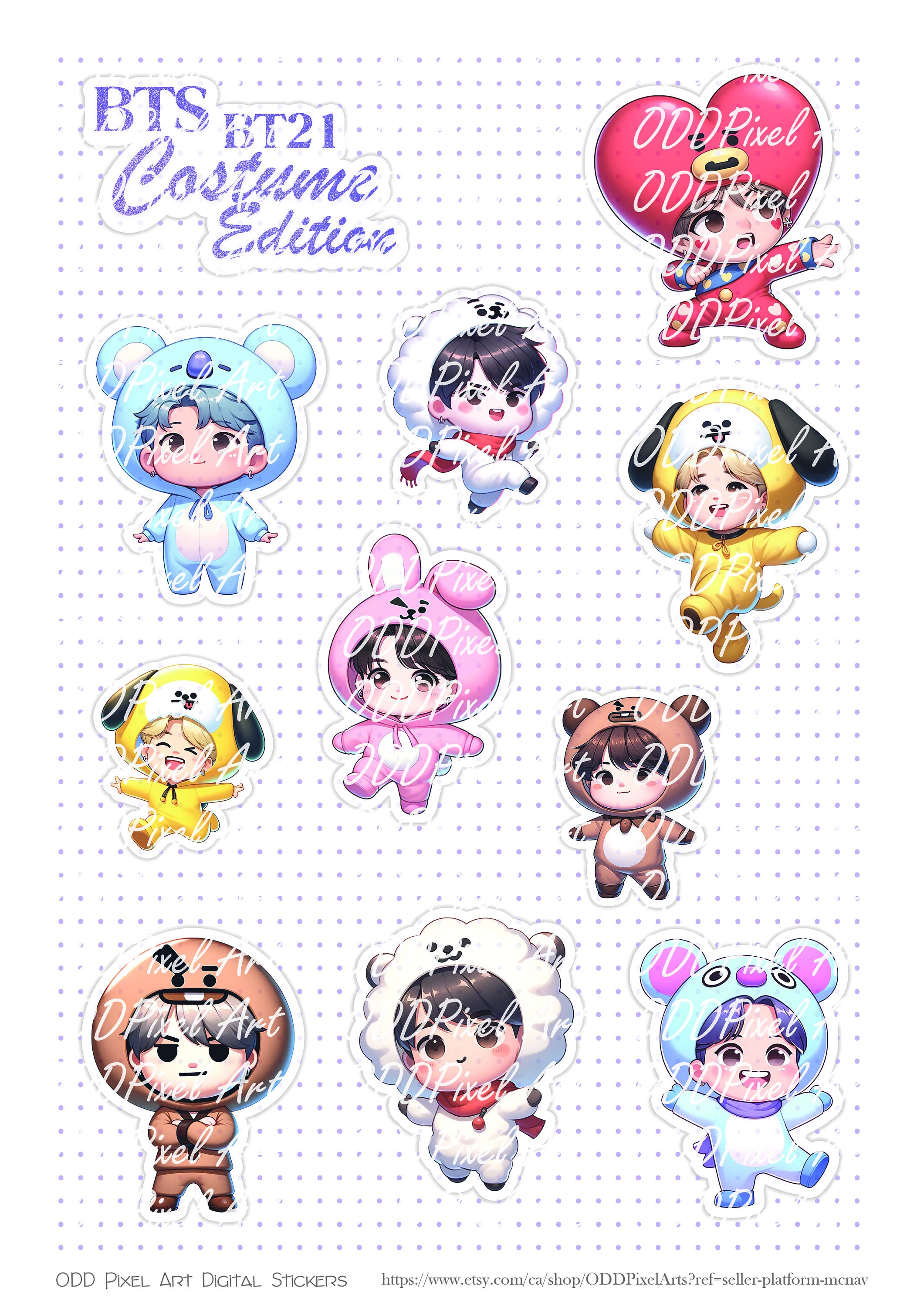 Instant Download: BTS Inspired Sticker Set in JPG/PNG - Army's Digital ...