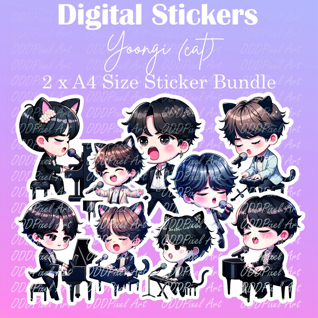 Yoongi's Purr-sona: Charming Cat-themed Digital Sticker Collection for ...