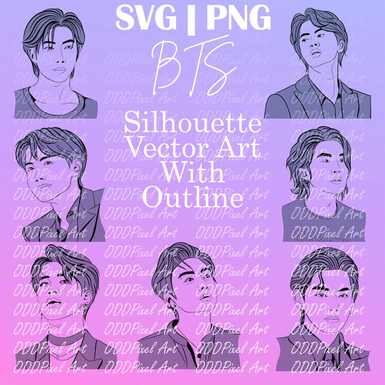 BTS Vector Line Art Bundle SVG PNG Instant Download - Etsy
