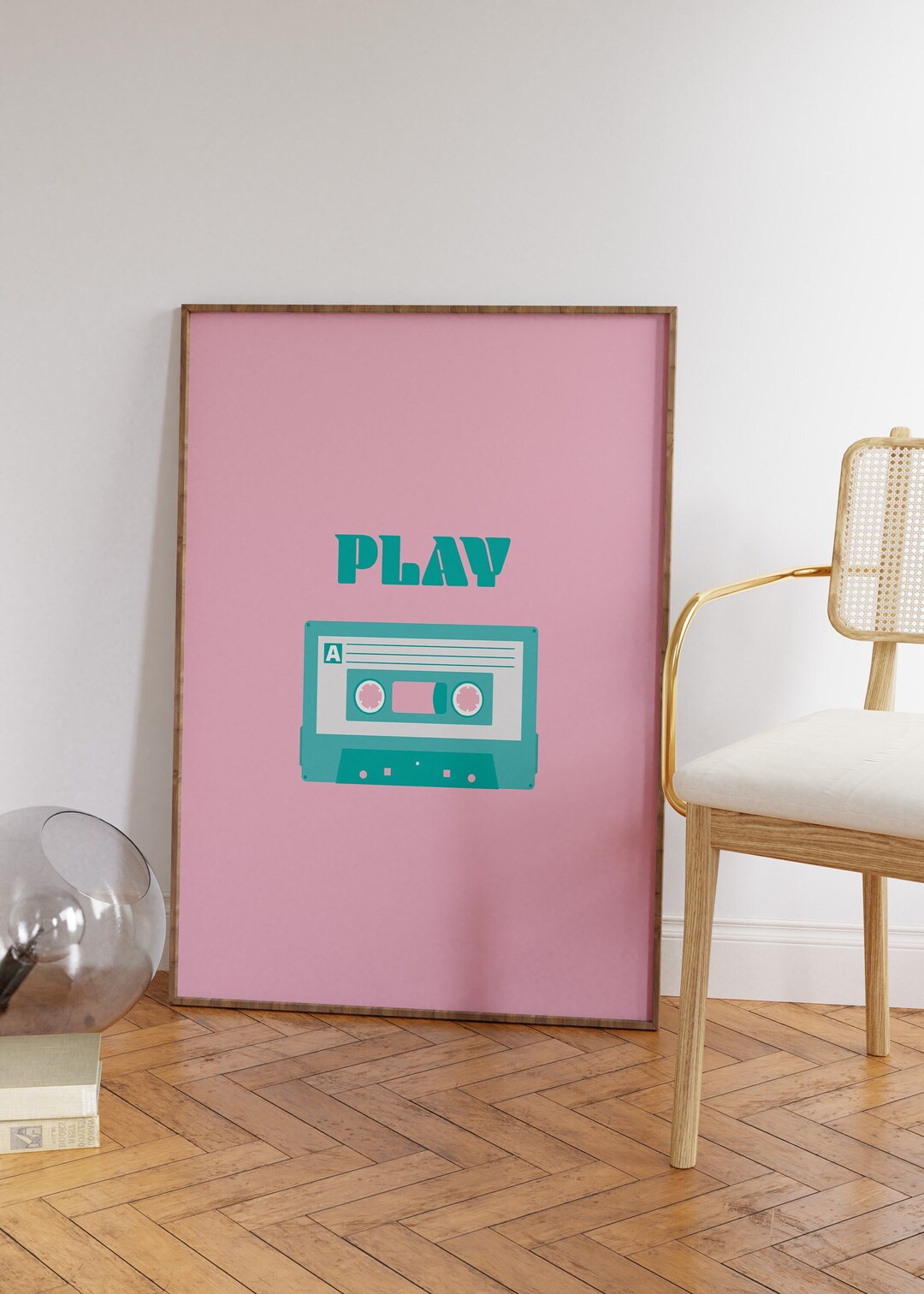 Cassette Tape Wall Art, Play Music Quote, Retro Poster, Digital ...