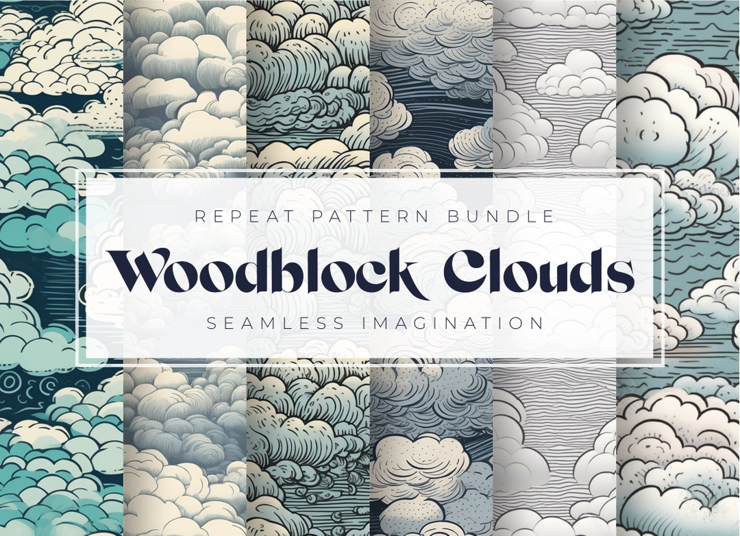 Woodblock Clouds - 6 Premium Seamless Patterns - Etsy