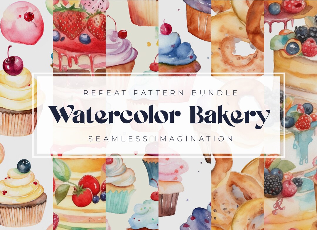 Watercolor Bakery - 6 Premium Seamless Patterns - Etsy