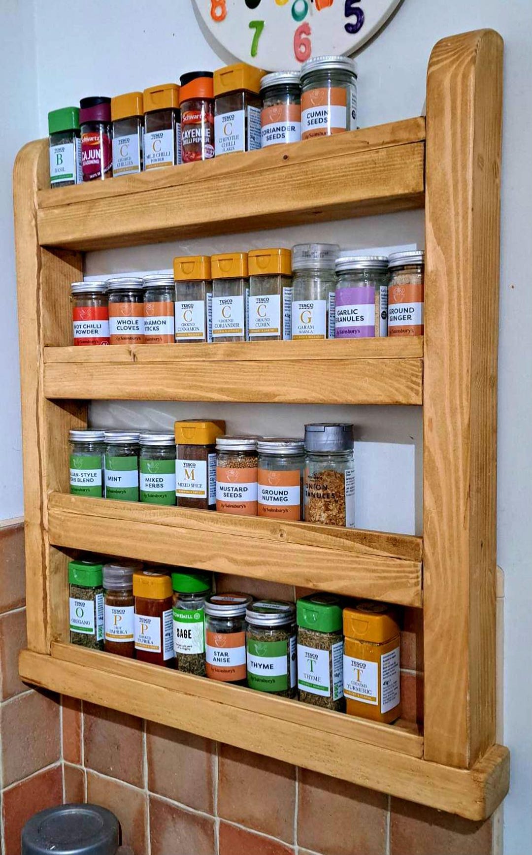 Rustic Wooden Country Farmhouse Spice Rack Spice Rack Wooden Spice Rack ...