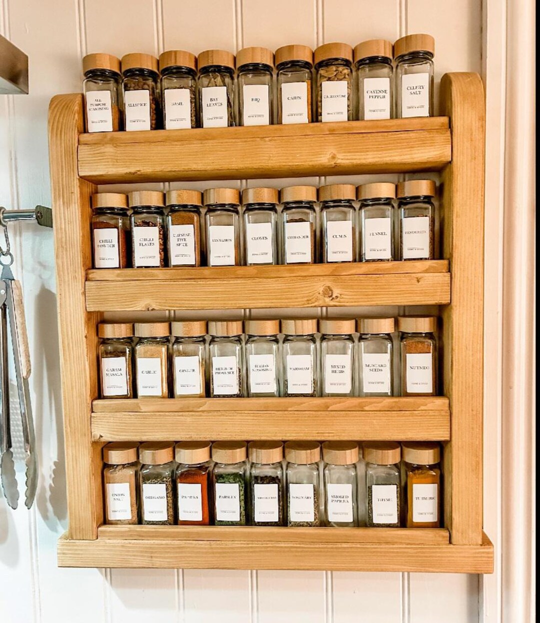Rustic Wooden Country Farmhouse Spice Rack | Spice Rack Wooden | Spice ...