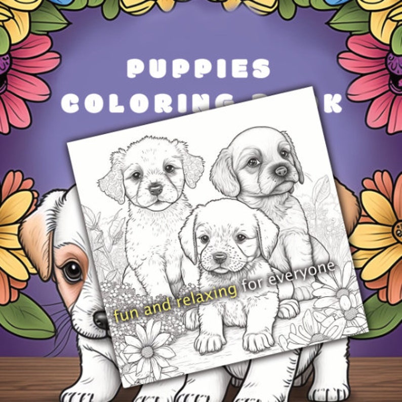 Printable Puppies Coloring Book PDF Format| 24 Pages of Adorable ...