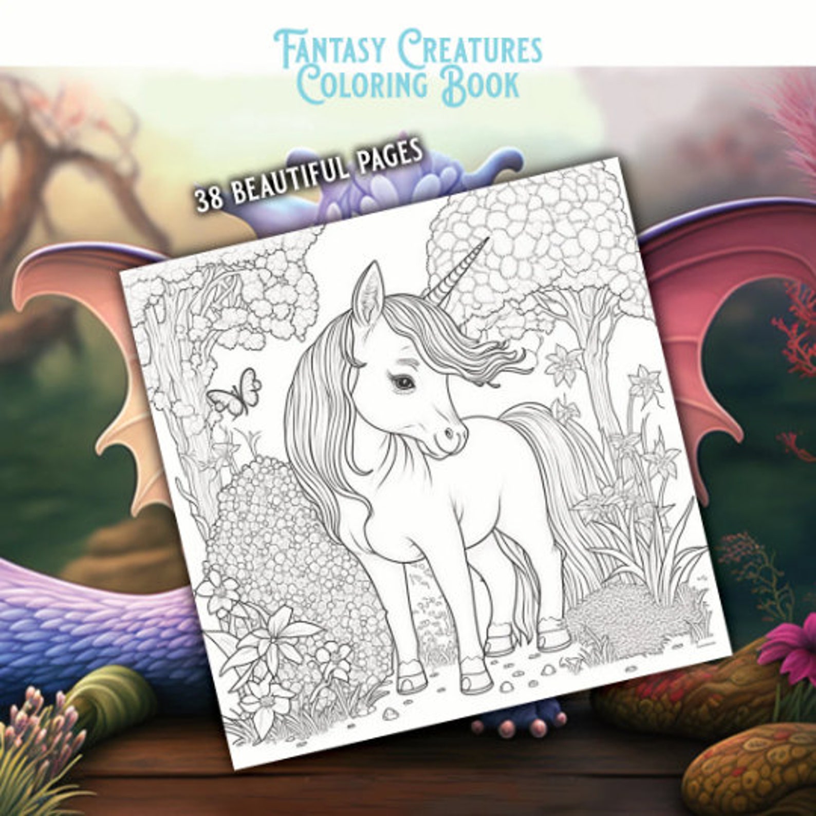 Printable Fantasy Creatures Coloring Book PDF | Instant Download Pdf ...