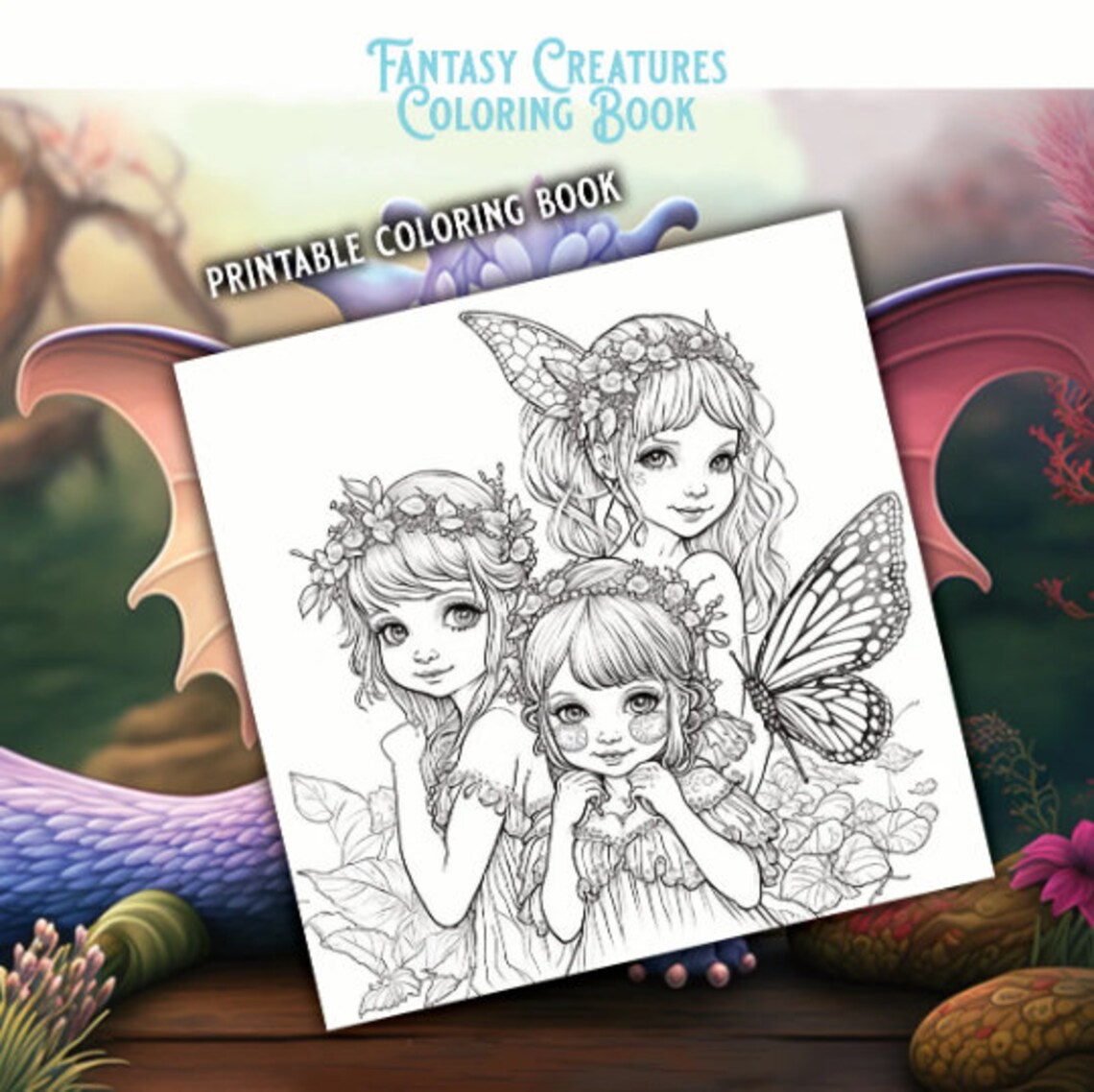 Printable Fantasy Creatures Coloring Book PDF | Instant Download Pdf ...