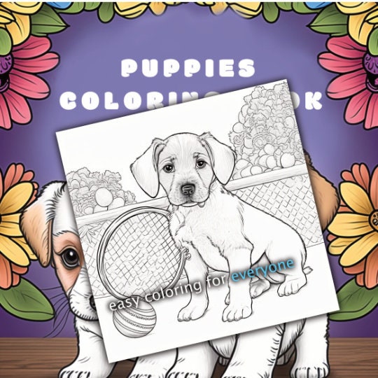 Printable Puppies Coloring Book PDF Format| 24 Pages of Adorable ...
